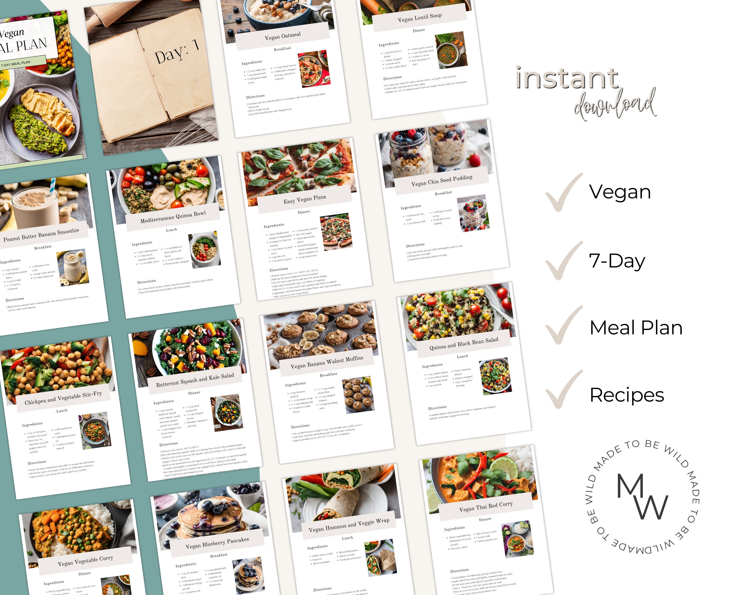 7-day Vegan Meal Plan, Plant-based, Healthy Eating, Diet, Recipes, Food ...