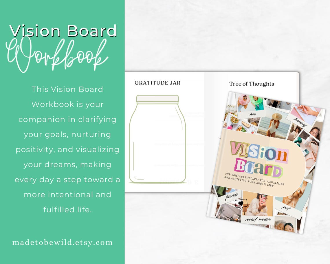 Vision Board Workbook: Goal Setting, Manifestation Guide (PDF) - Etsy