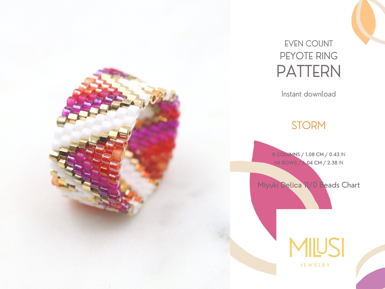 Even Count Peyote Ring Pattern, Miyuki Delica Seed Bead Gradient ...