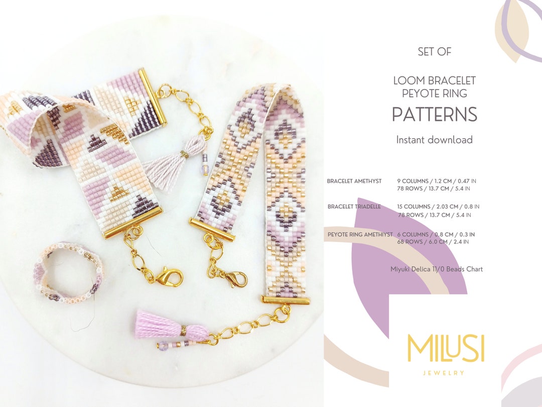 Set of 3 Patterns - Loom Bracelet Patterns, Even Count Peyote Ring ...