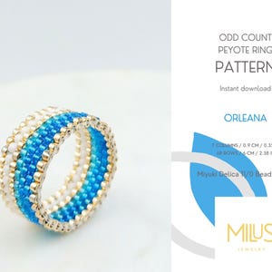 Odd Count Peyote Ring Pattern, Light Blue Green Dark Blue Gold Ombre ...