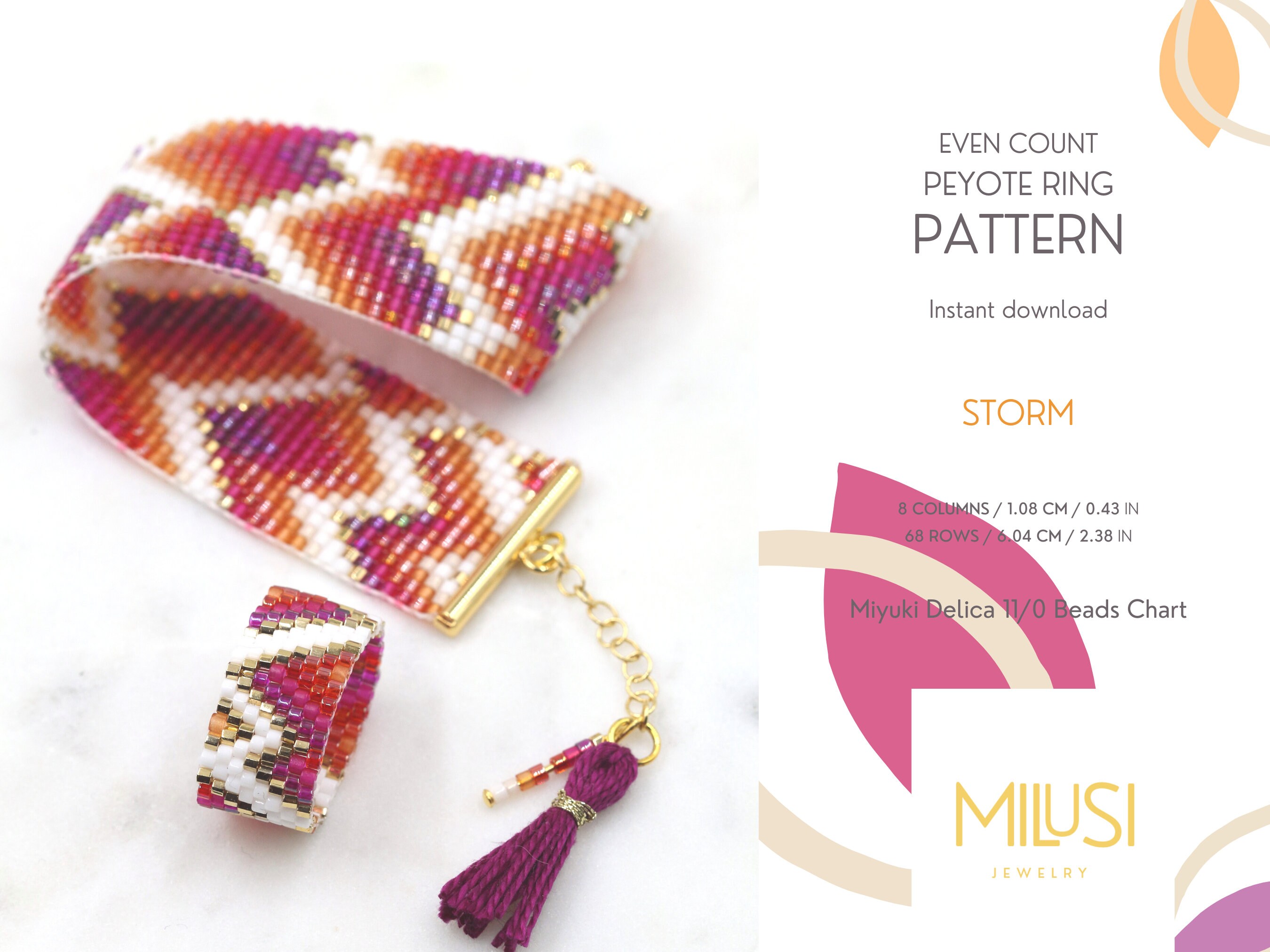 Even Count Peyote Ring Pattern, Miyuki Delica Seed Bead Gradient ...