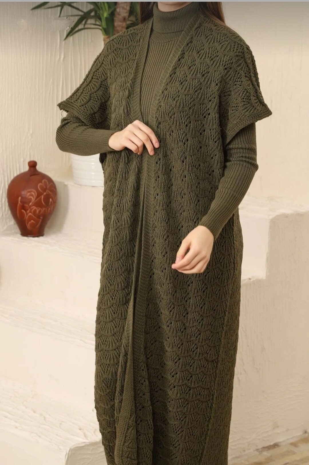 Body-hugging Dress Beige Knitting Dress With Vest, Knitted Sweater ...