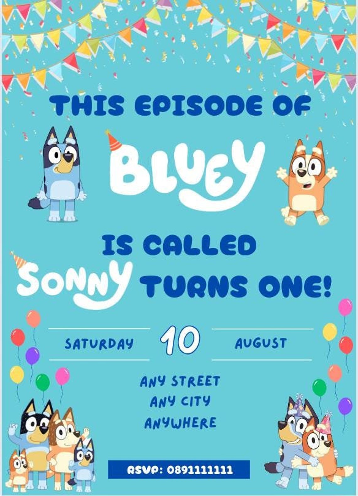 Bluey Party Invitations | Bluey Invites | Party Invitations - Etsy