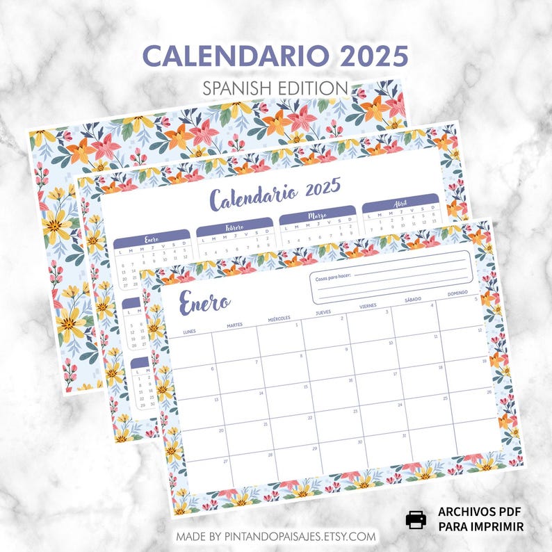 2025 Spanish Printable Calendar, 2025 Spanish Calendar, A4 Printable ...