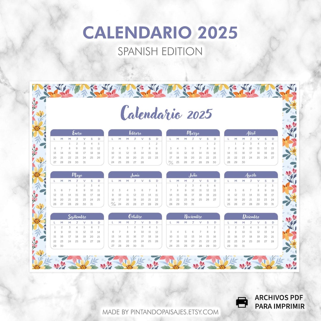 2025 Spanish Printable Calendar, 2025 Spanish Calendar, A4 Printable ...