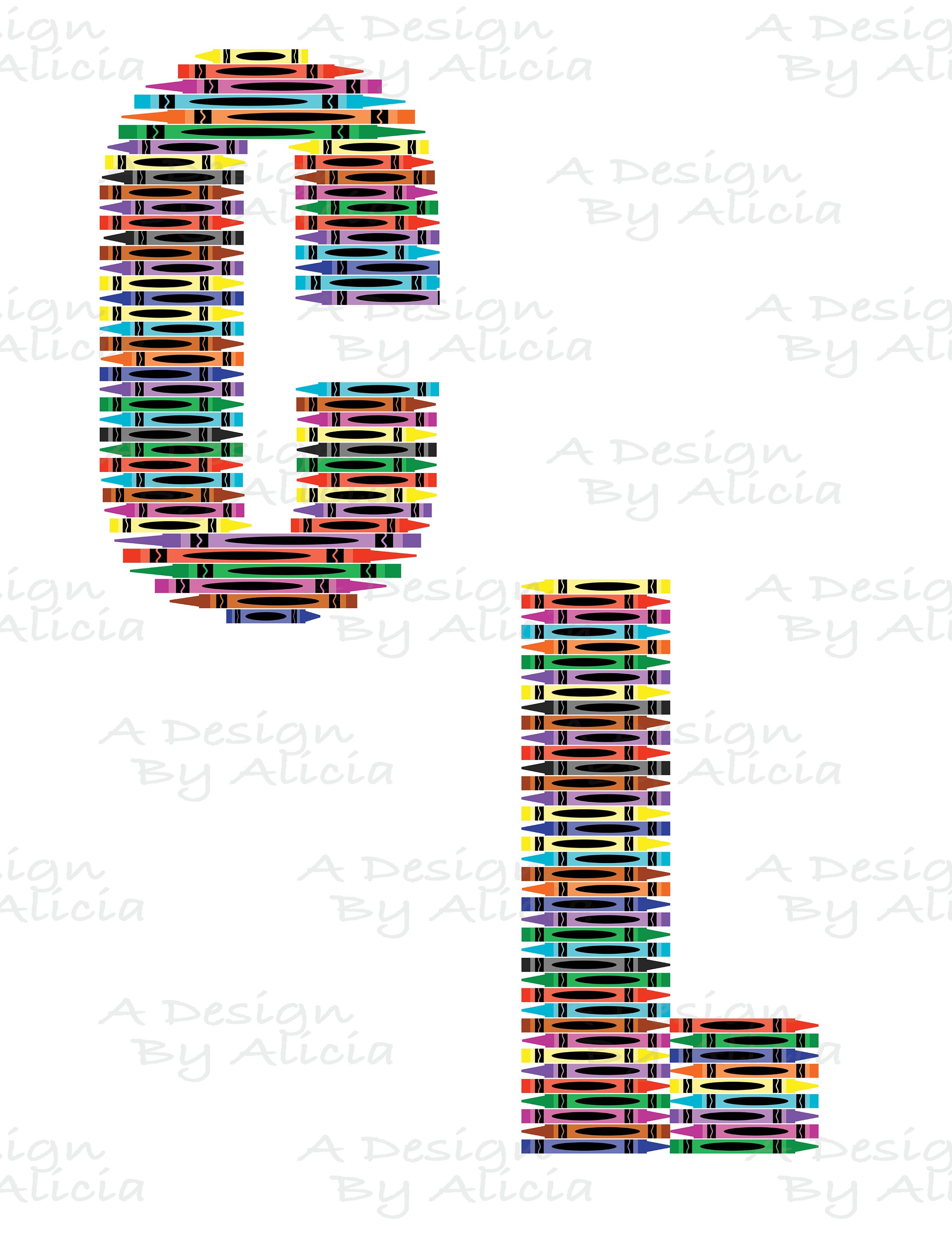 Crayon Alphabet Design Bundle - 26 Letters in PNG, PDF, & JPG - Etsy
