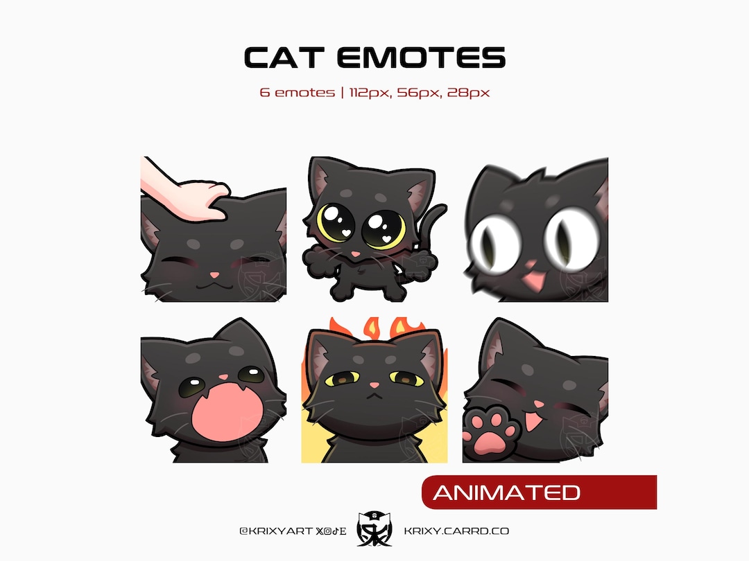 Black Cat ANIMATED Emotes Pack 2 | Twitch, Discord, Youtube, Tiktok ...