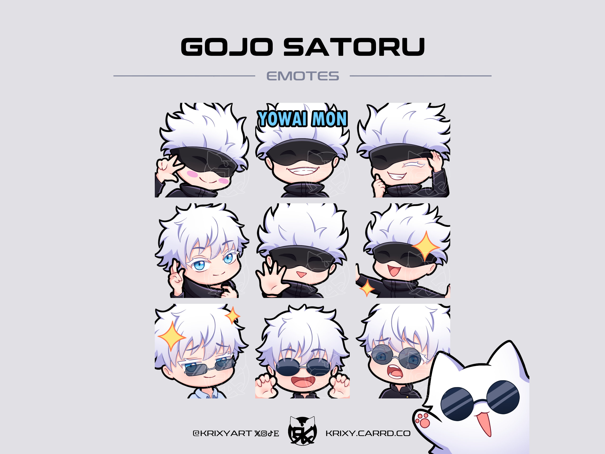 Gojo Satoru Emotes twitch/discord/youtube Pack Jujutsu Kaisen - Etsy