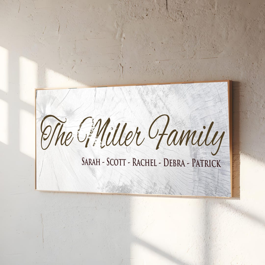 Custom Family Name Canvas Sign, Personalized Family Members' Names ...