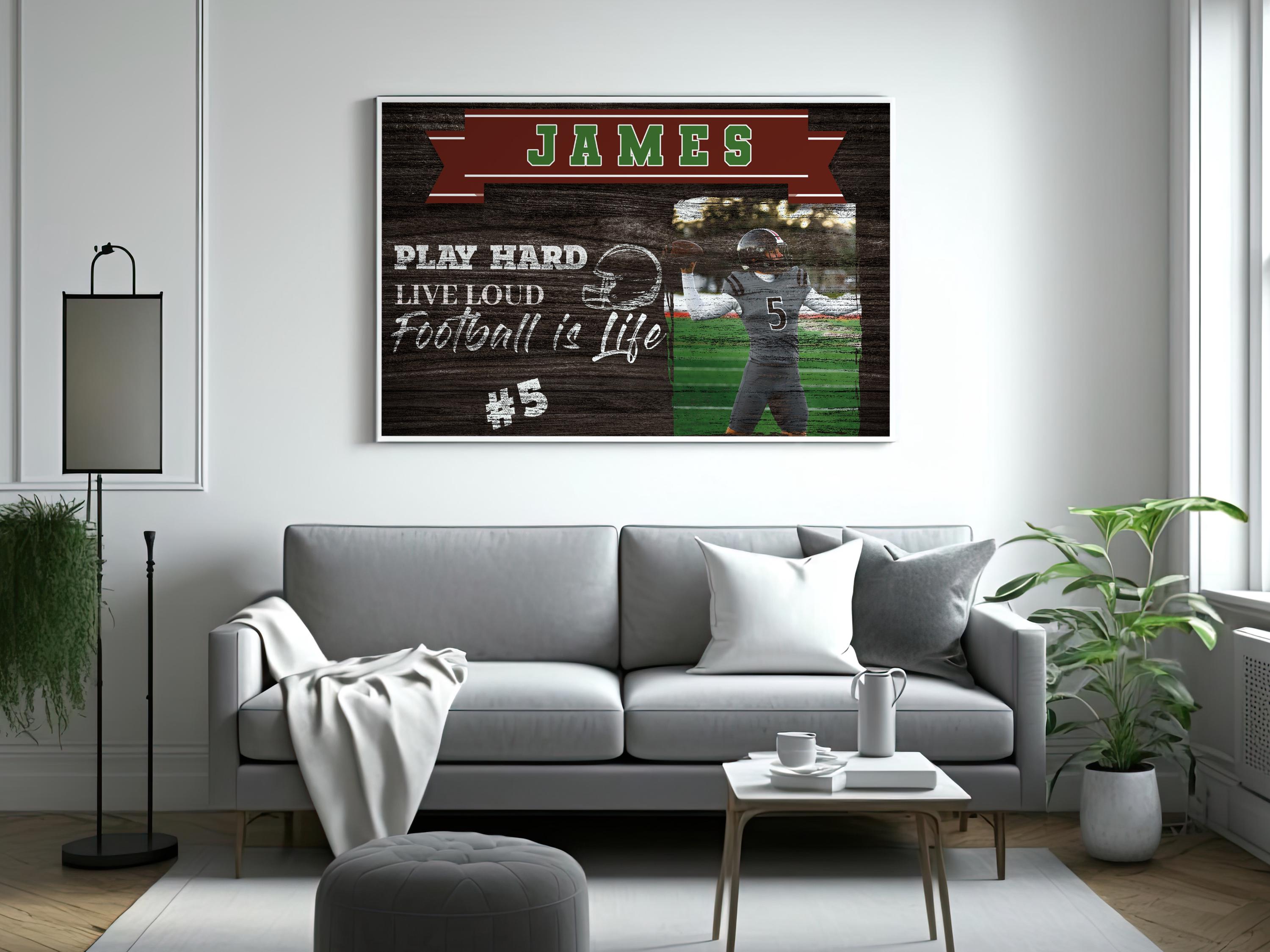 Custom American Football Player Poster, Personalized Football Photo ...