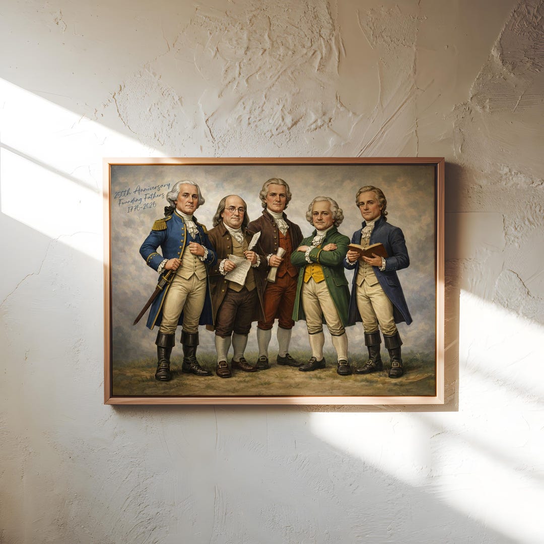 Founding Fathers Portrait Canvas, American 250th Anniversary Wall Art ...