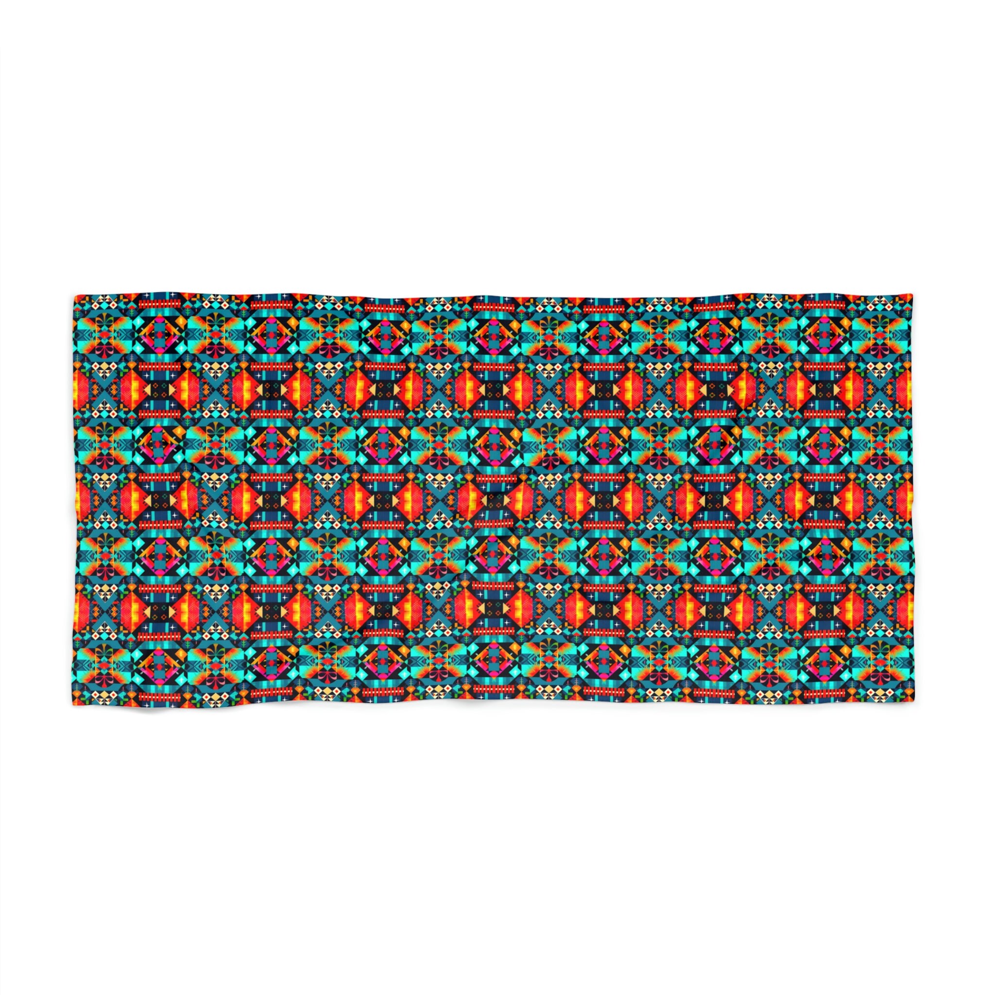 TRIPPY TILE #001 by Binariartist Print Pattern on Beach Towel Luxurious ...