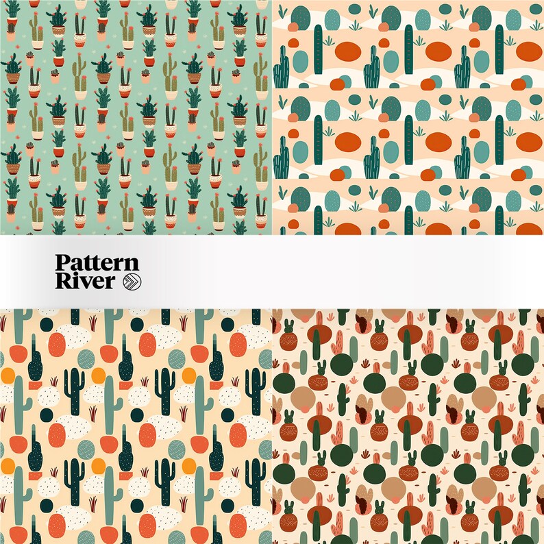 20 Cactus Seamless Digital Patterns Collection - Etsy