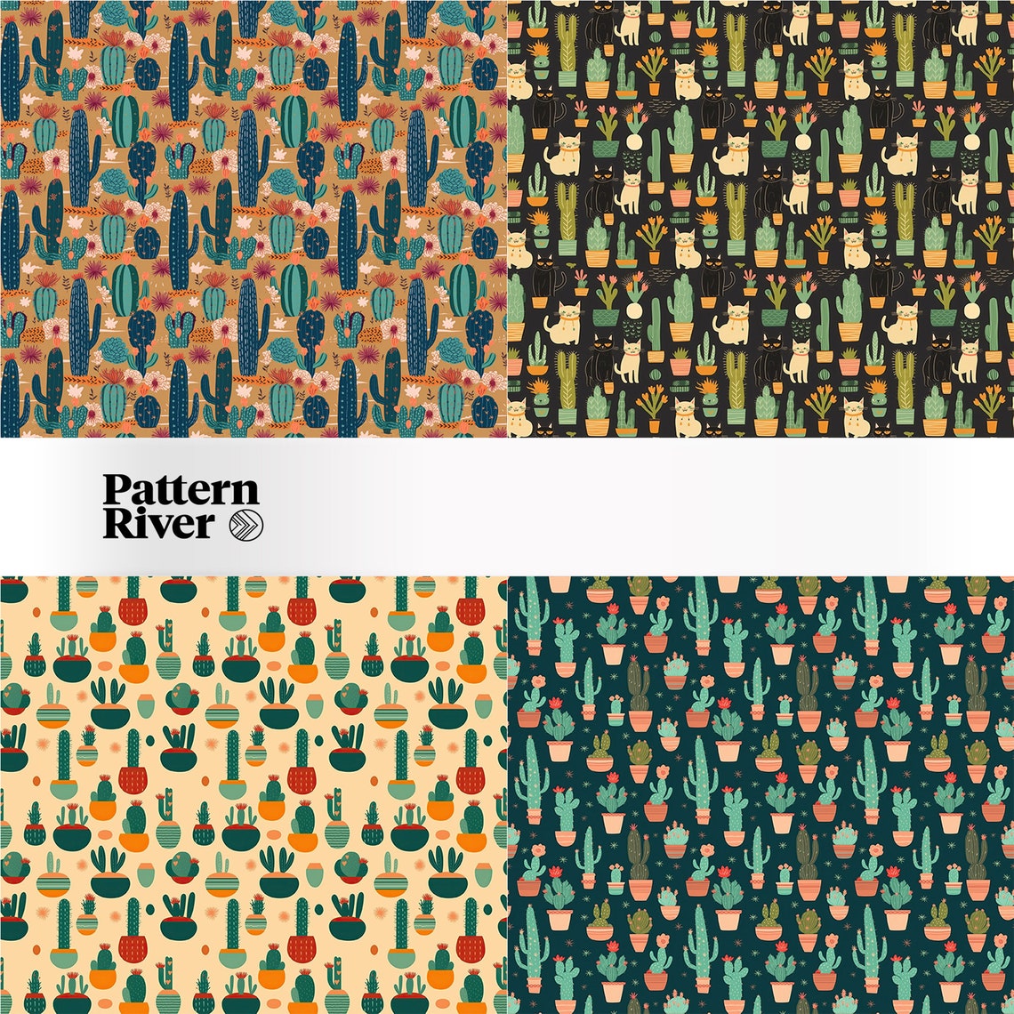 20 Cactus Seamless Digital Patterns Collection - Etsy