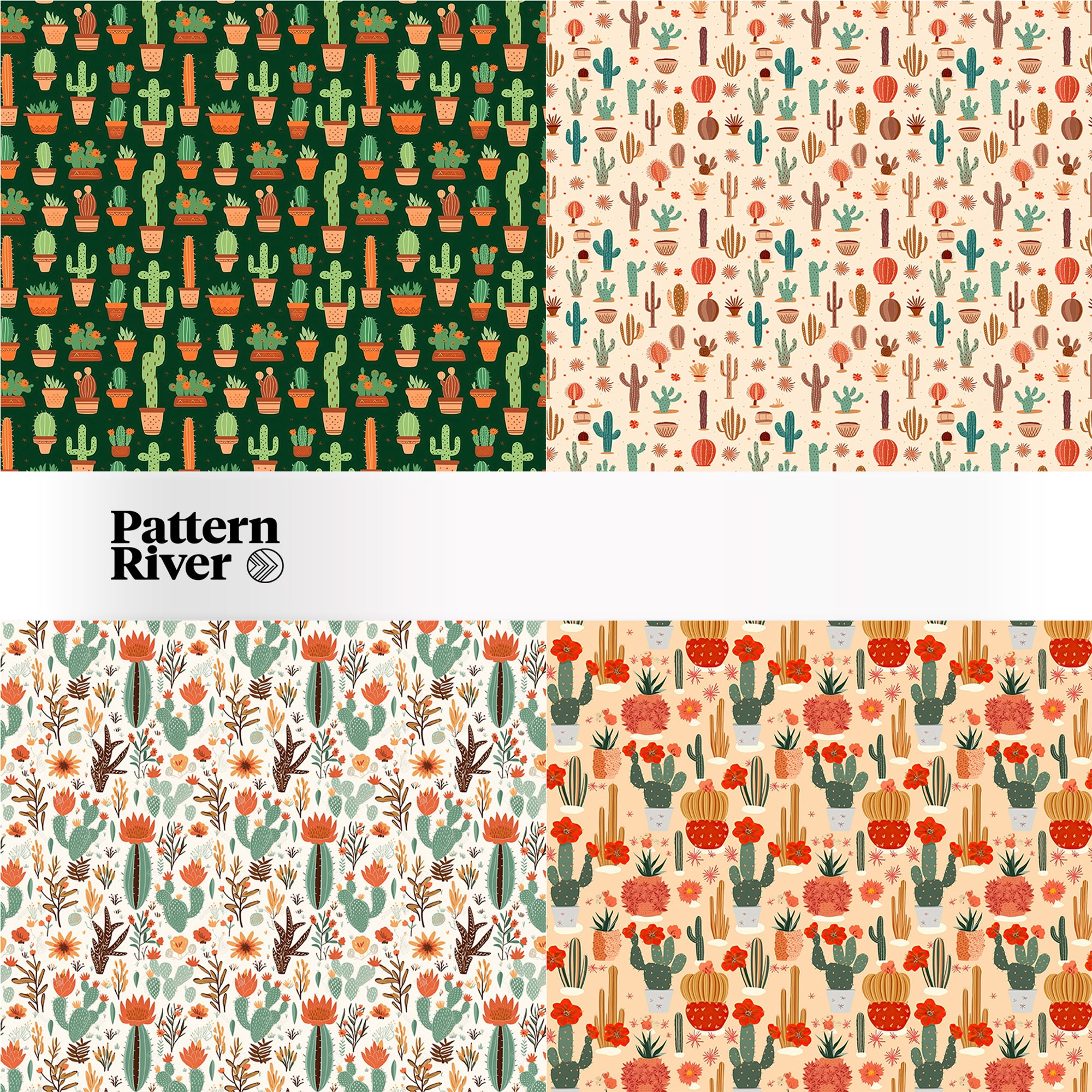 20 Cactus Seamless Digital Patterns Collection - Etsy