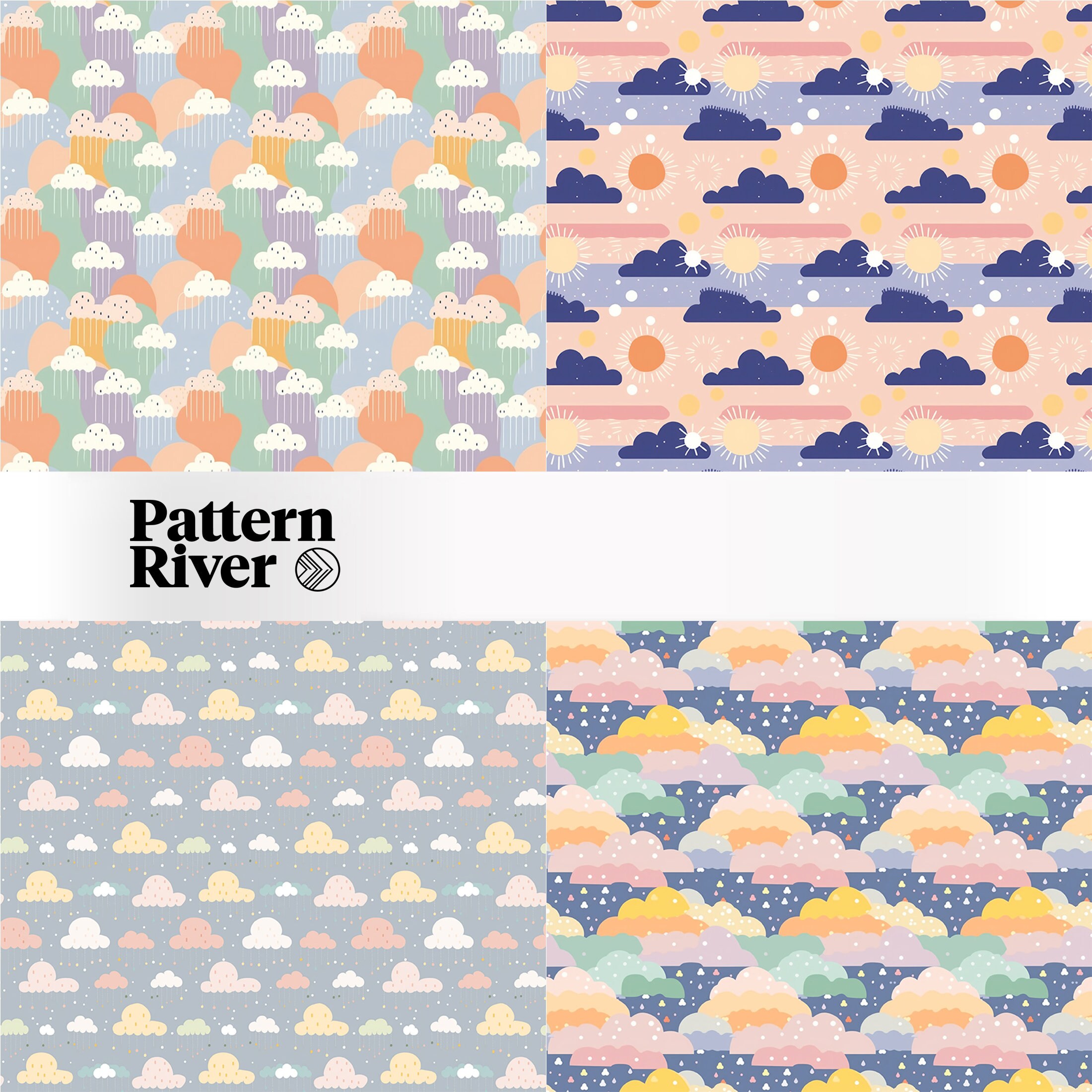 20 Clouds Seamless Digital Patterns Collection - Etsy