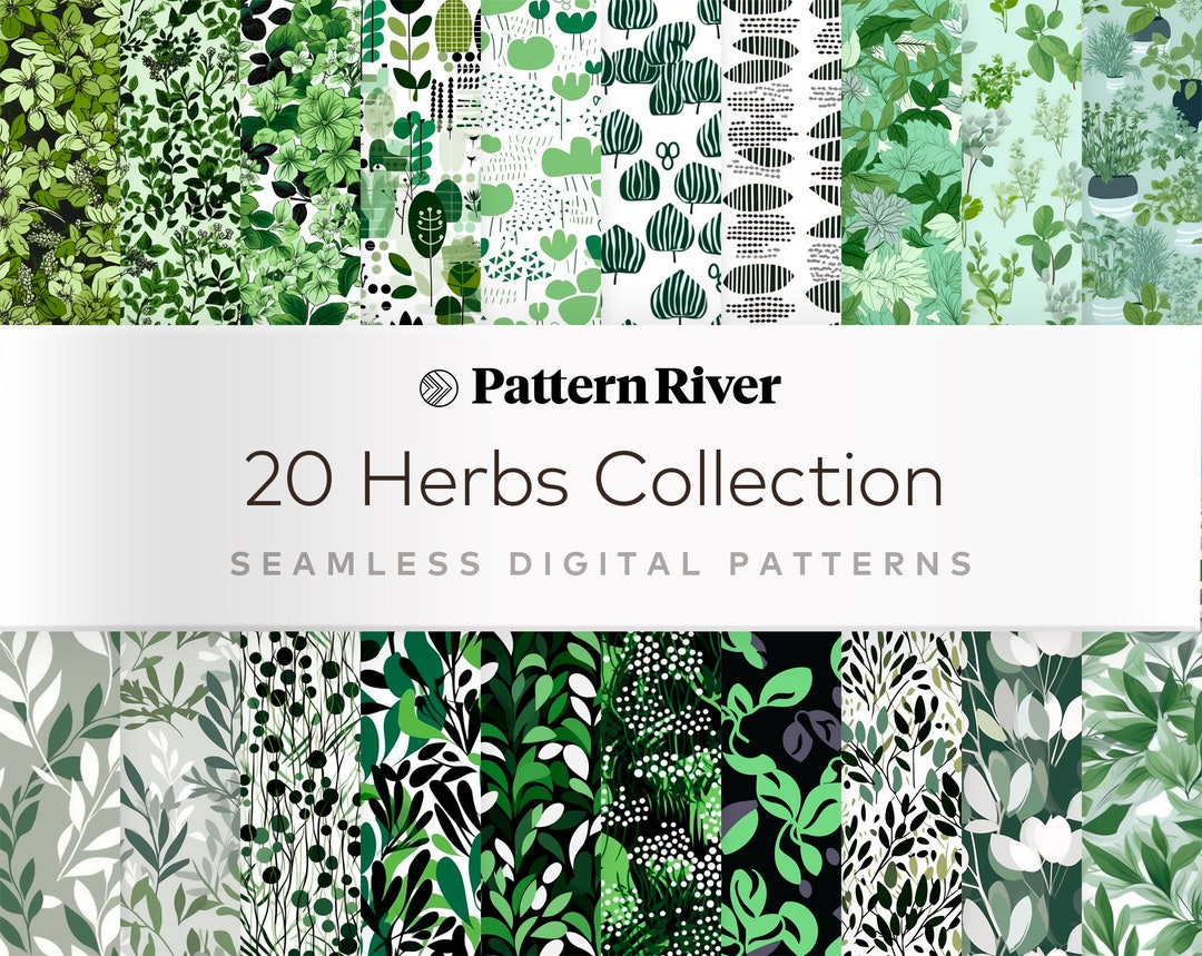 Herbs Digital Paper, Herbs Digital Paper, Herbs Seamless Patterns ...