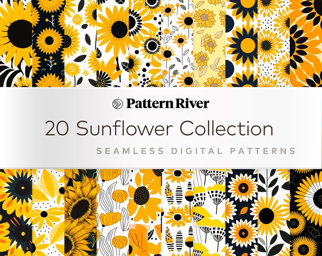 Sunflower Digital Paper, Sunflower Seamless Patterns, Sunflower ...