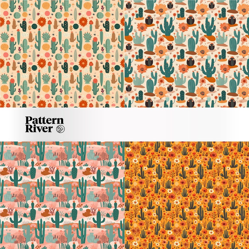 20 Cactus Seamless Digital Patterns Collection - Etsy