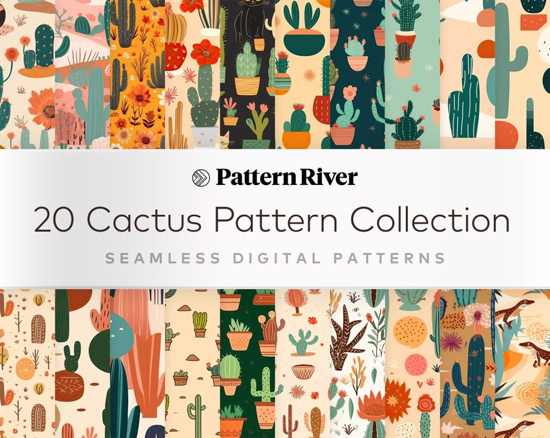 20 Cactus Seamless Digital Patterns Collection - Etsy