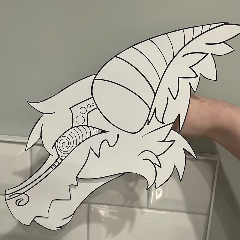 Hand Paper Dragon Puppet Template - Etsy