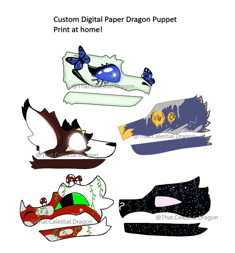Digital Print at Home Custom Paper Dragon Puppet - Etsy