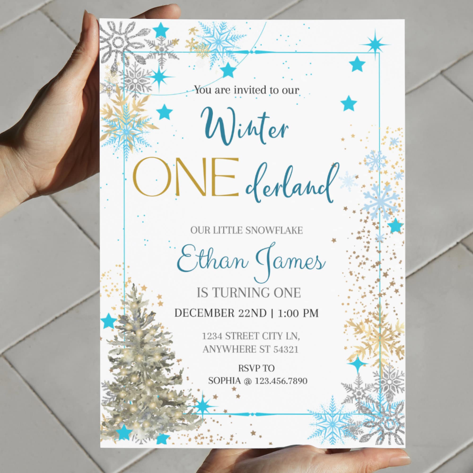 Editable WINTER Onederland Invitation | Frosted Blue Winter Onederland ...
