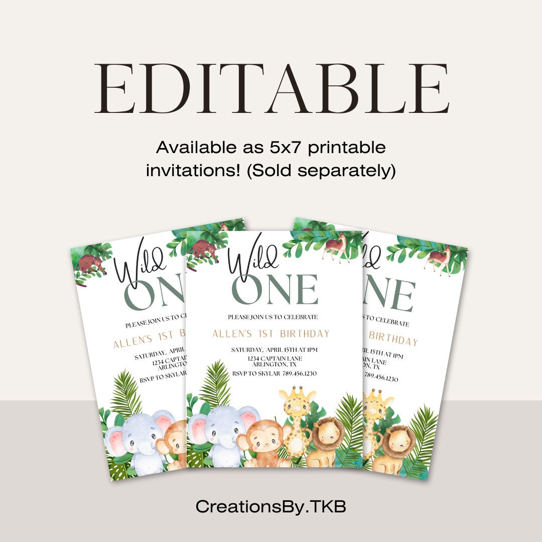 EDITABLE - Wild One Printable Thank You Cards for Birthday Boy/girl ...