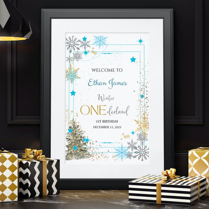 WINTER WONDERLAND Welcome Sign Templates | Frosty Blue Color | Instant ...
