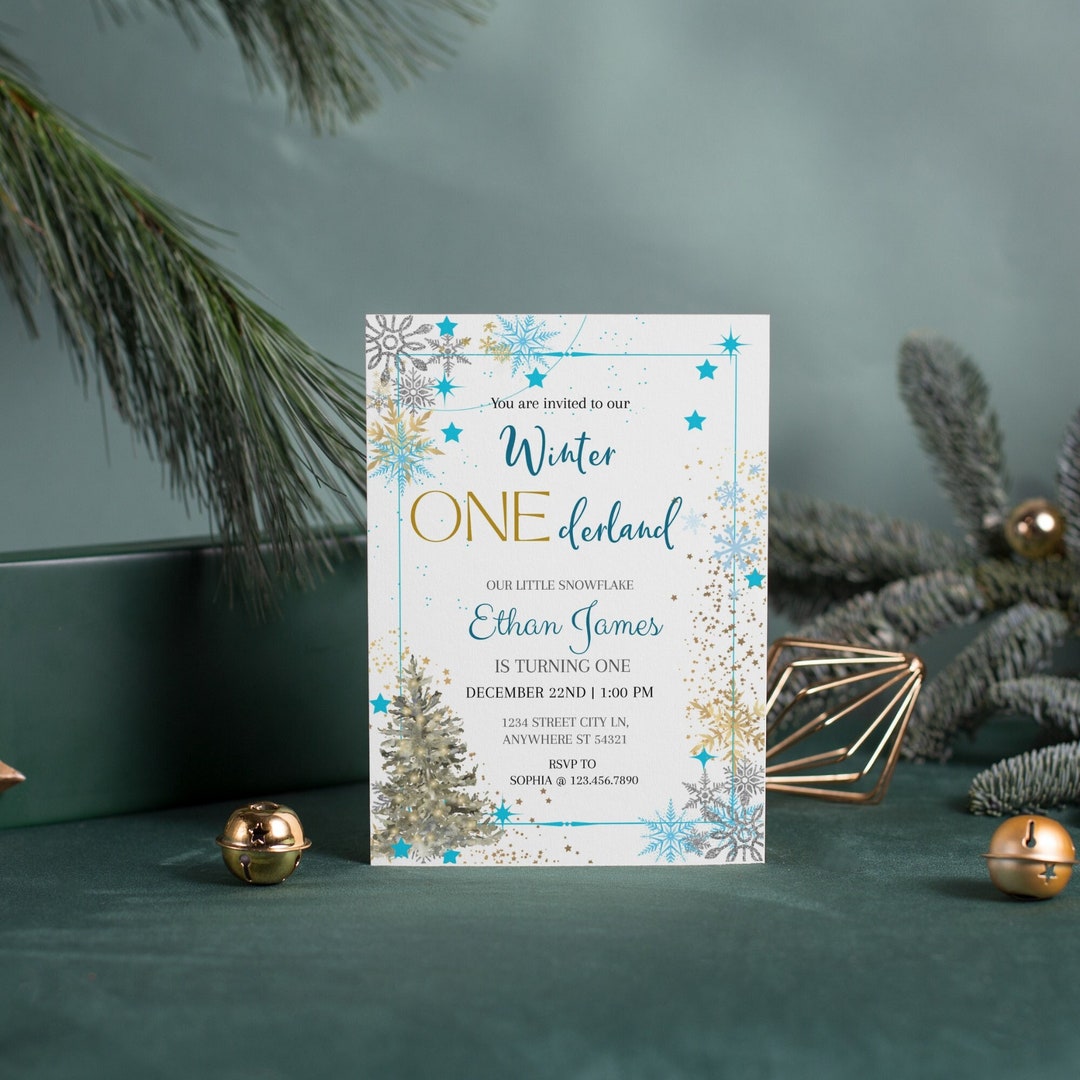 Editable WINTER Onederland Invitation | Frosted Blue Winter Onederland ...