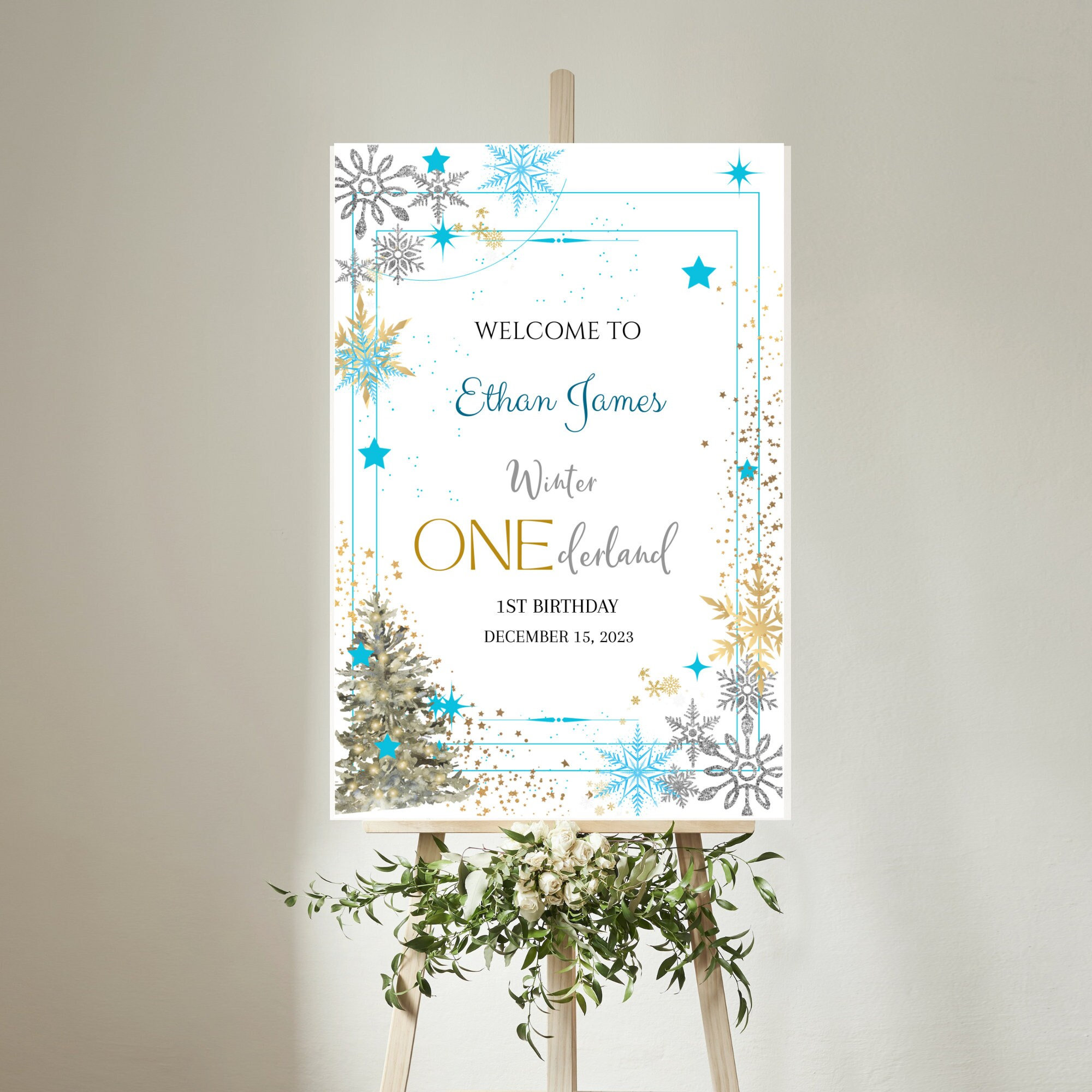 WINTER WONDERLAND Welcome Sign Templates | Frosty Blue Color | Instant ...