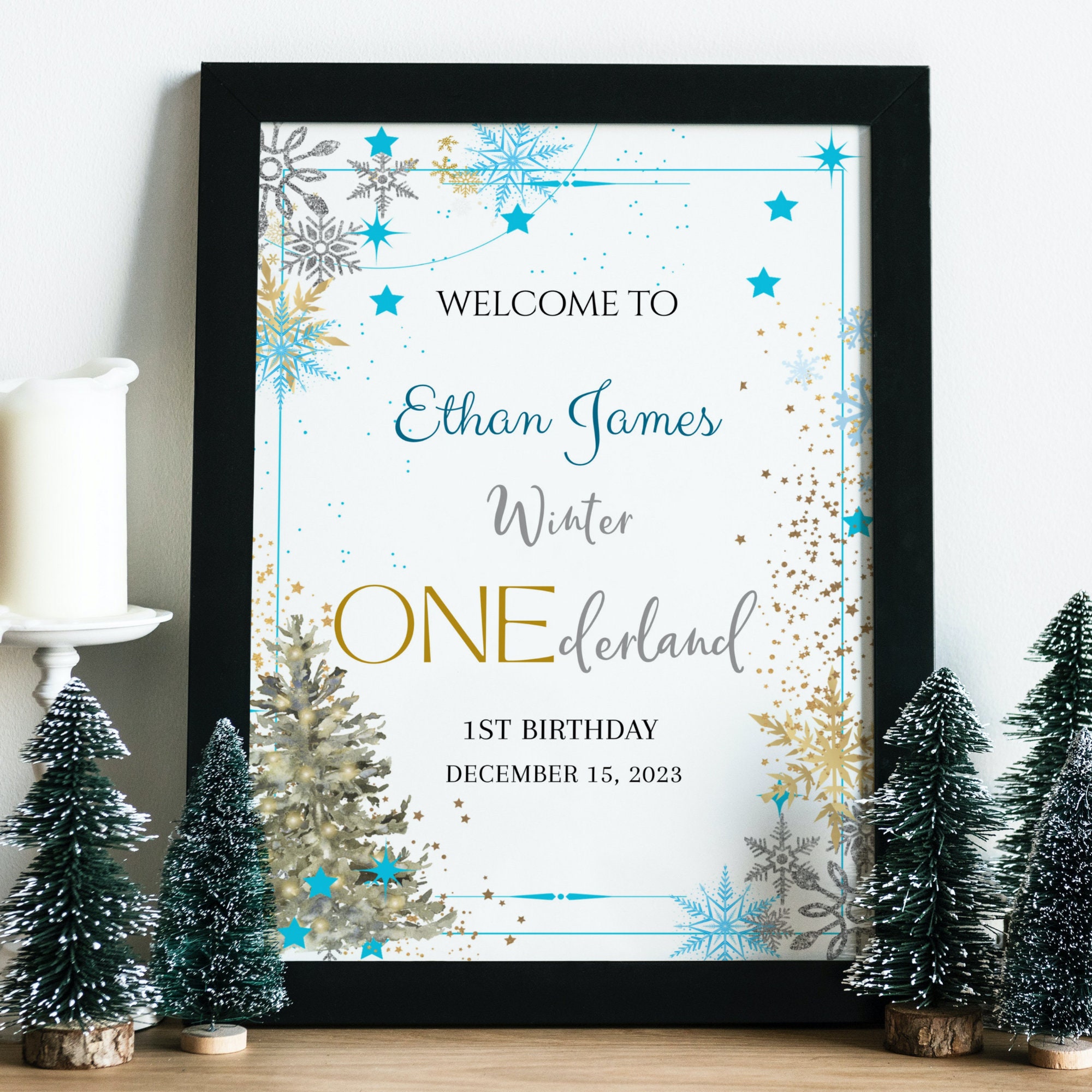 WINTER WONDERLAND Welcome Sign Templates | Frosty Blue Color | Instant ...
