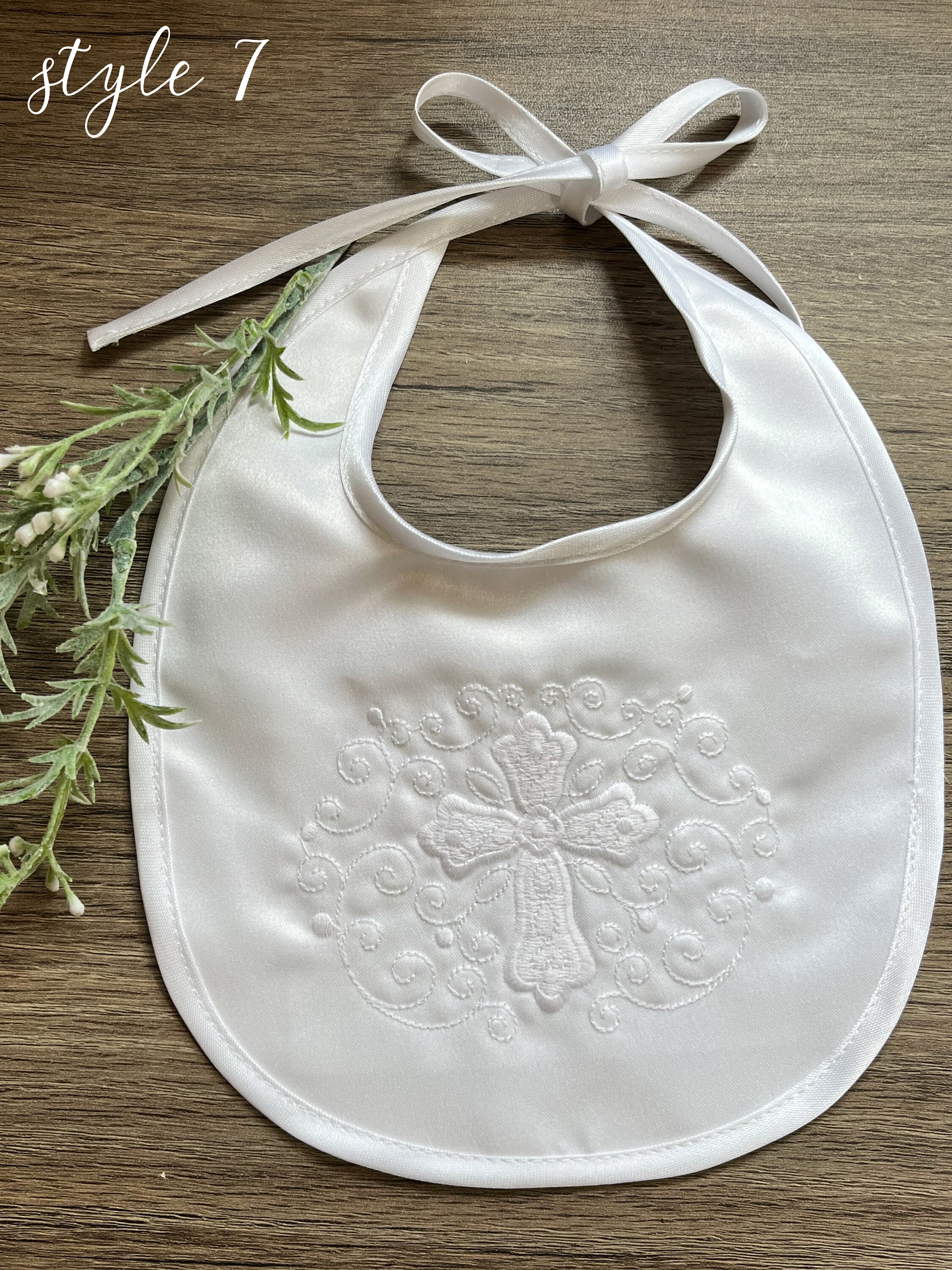 Christening/baptismal Embroidered Cross Bibs Keepsake Baby Gift Boy ...