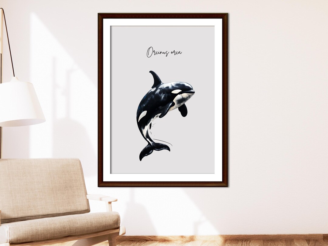 Minimalist Orca Whale Poster | Digital Orcas Poster | Orcinus Orca ...
