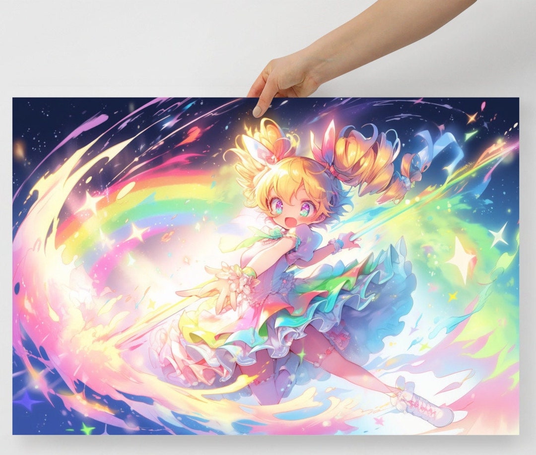 Rainbow Magical Girl Blast Poster - Etsy