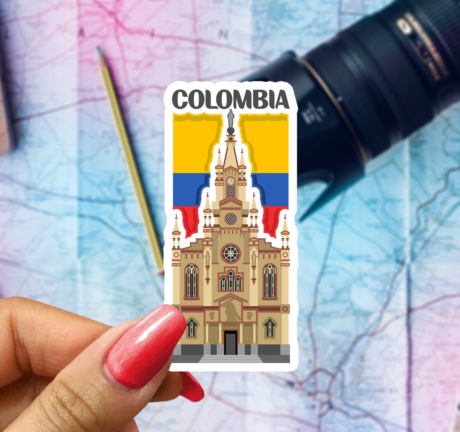 Colombia Travel Sticker, Passport Souvenir, Colombian Suitcase Decal ...