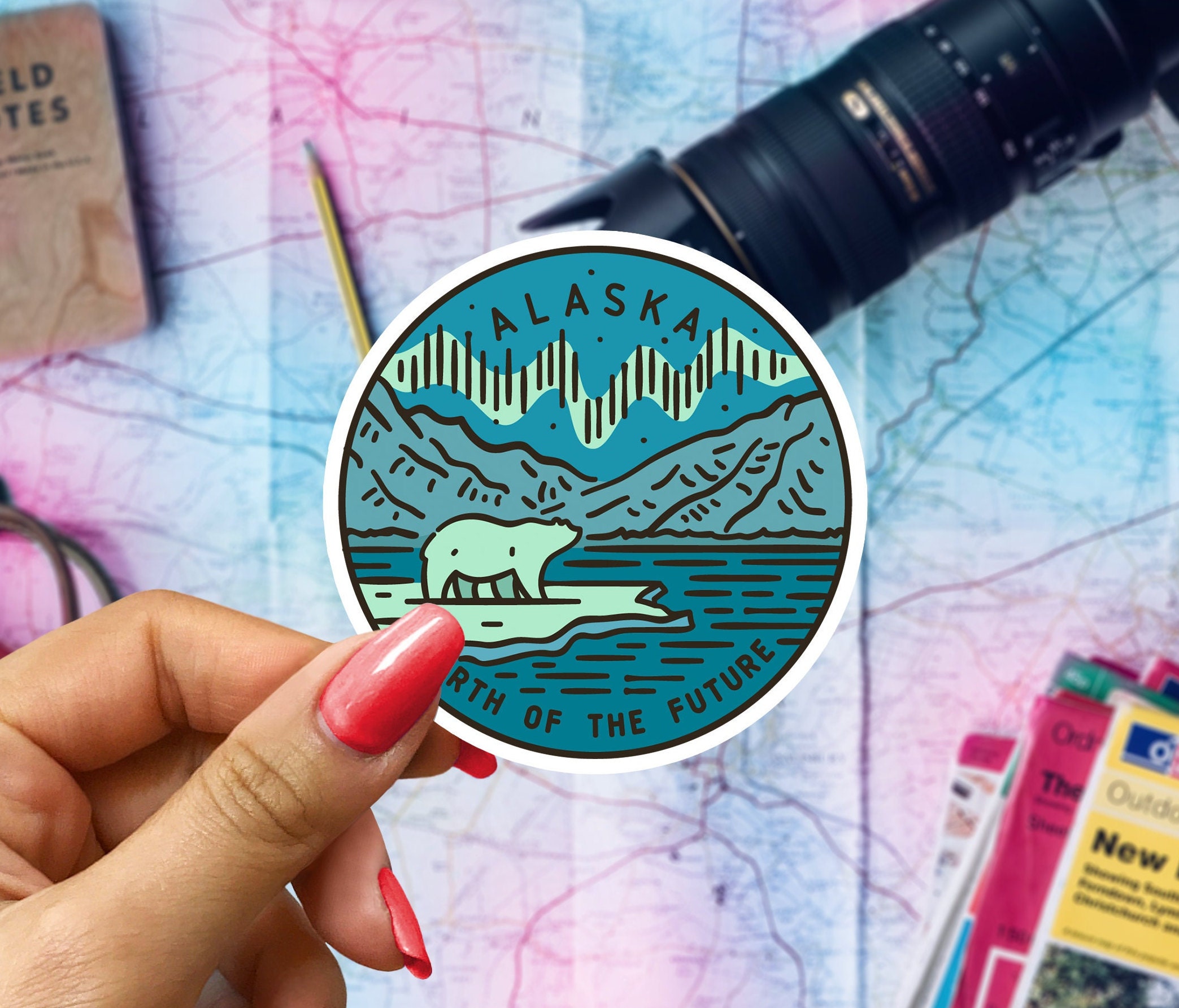 Alaska Travel Sticker, State Badge Souvenir, Alaska Suitcase Decal ...