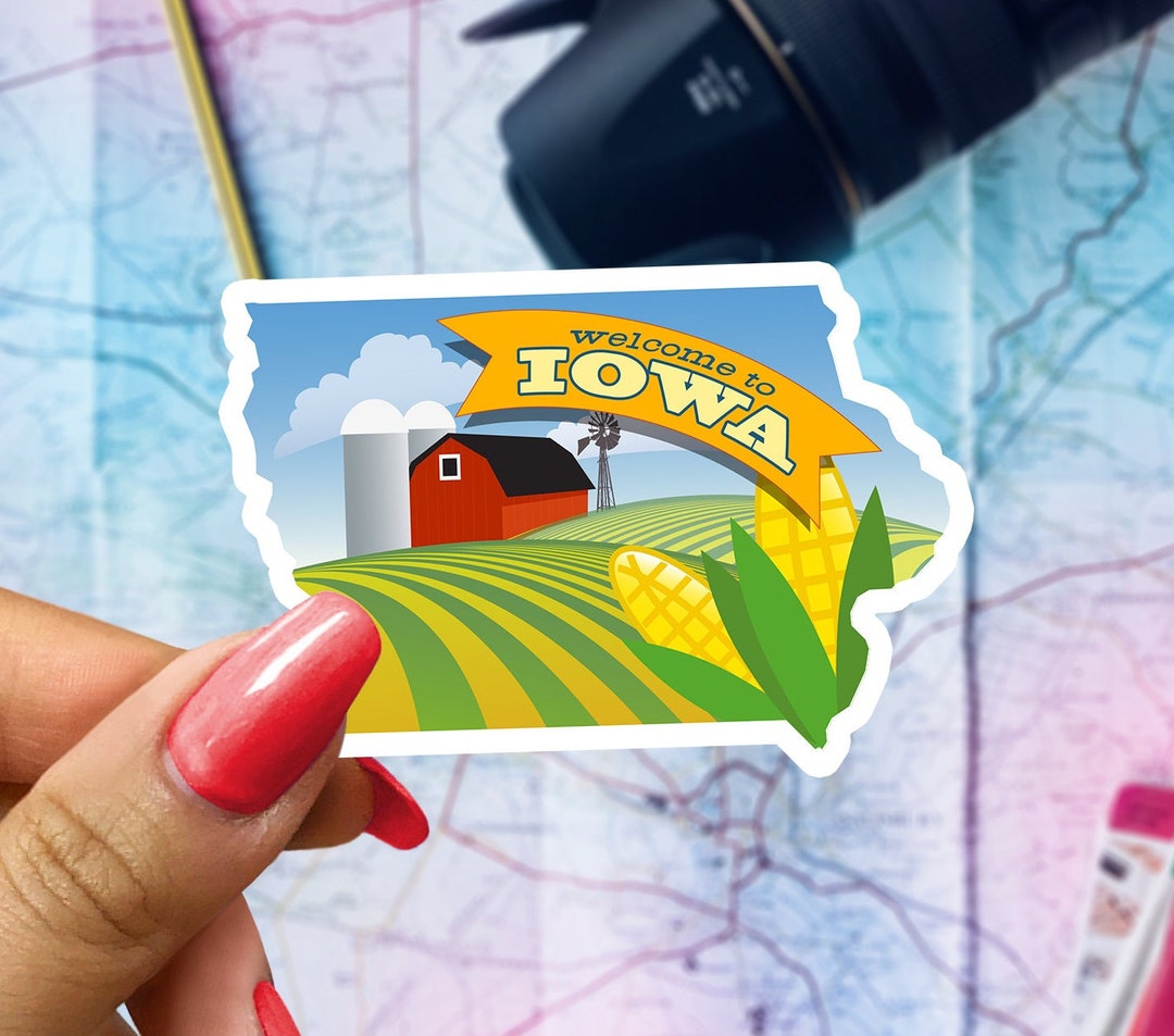 Iowa Travel Sticker, State Souvenir, Iowa Suitcase Decal, Vacation ...