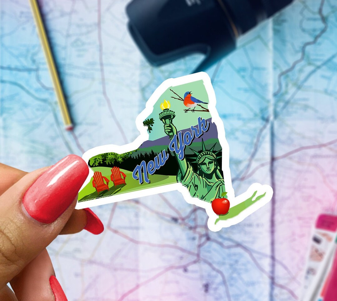 New York Travel Sticker, State Souvenir, New York Suitcase Decal ...