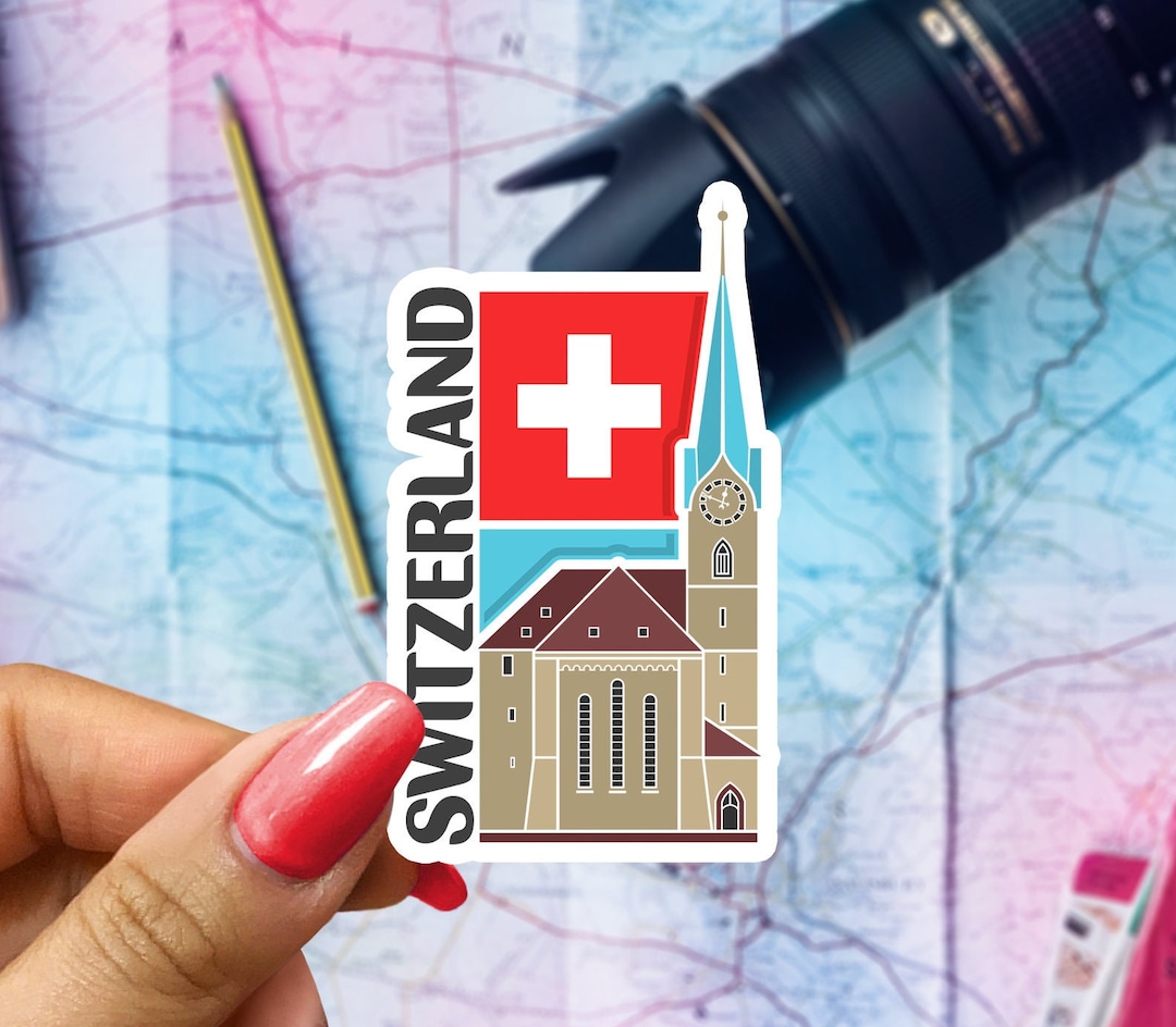 Switzerland Travel Sticker, Passport Souvenir, Swiss Suitcase Decal ...