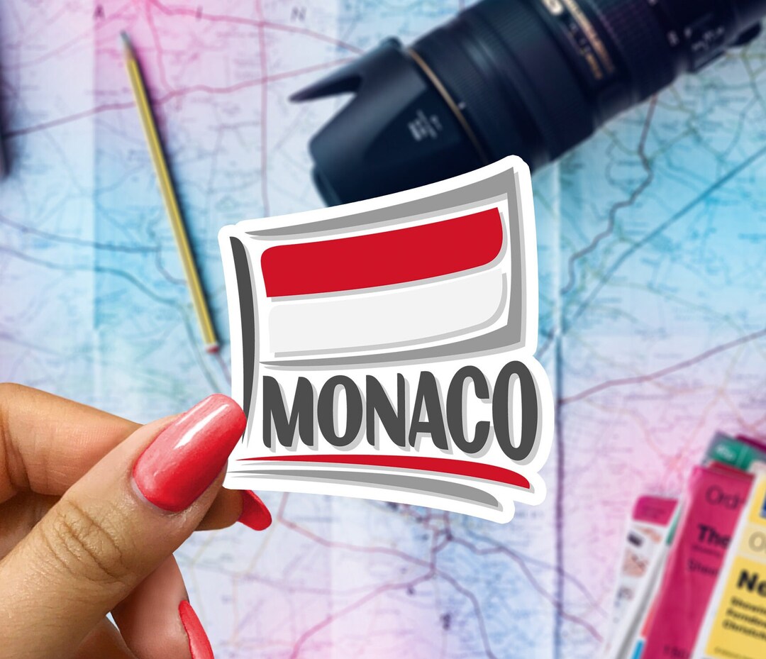 Monaco Flag Travel Sticker, Passport Souvenir, Monegasque Suitcase ...