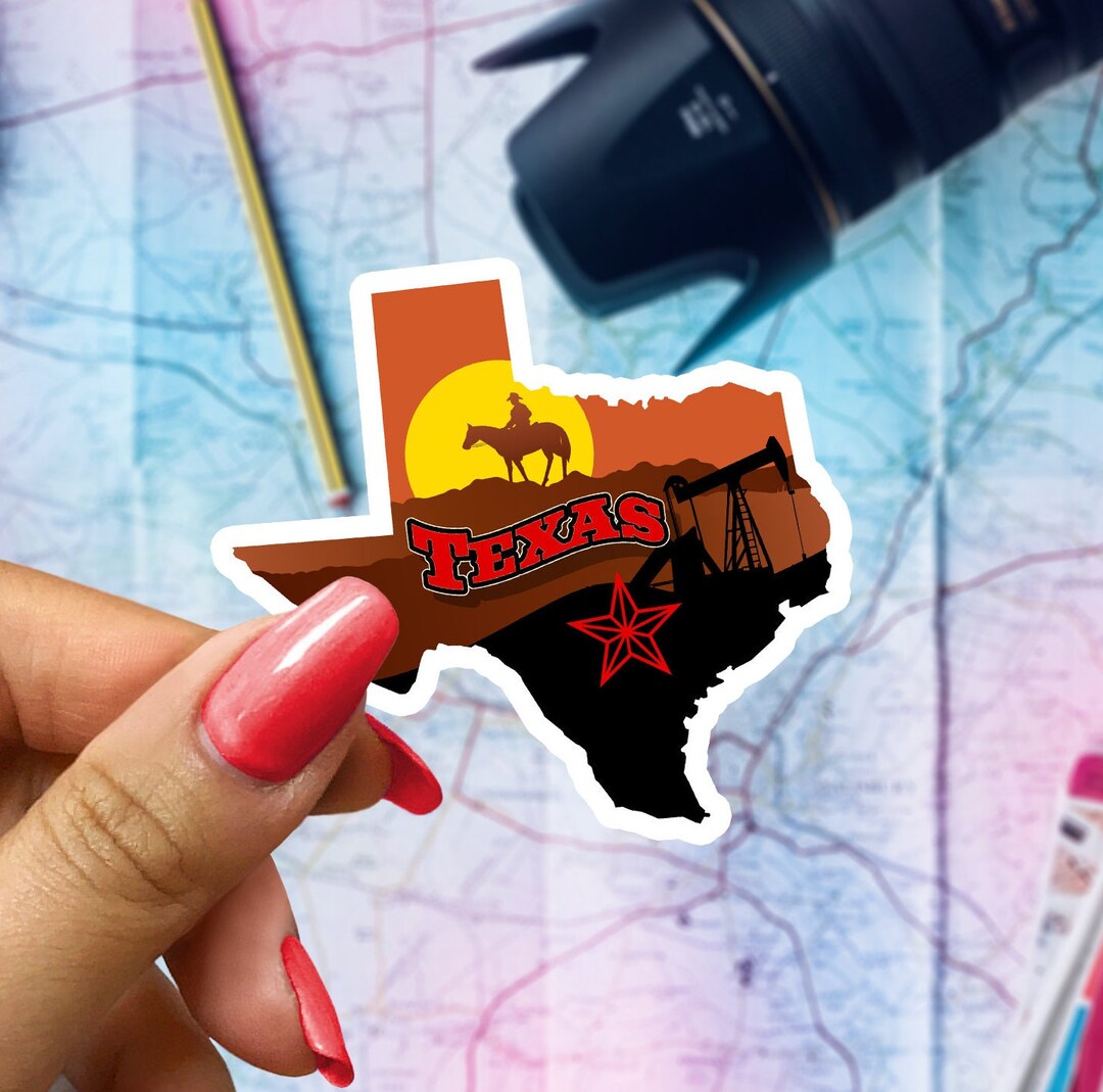 Texas Travel Sticker, State Souvenir, Texas Suitcase Decal, Vacation ...