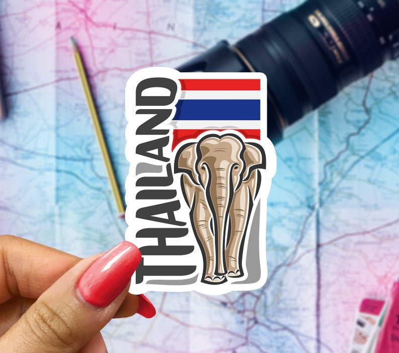 Thailand Travel Sticker, Passport Souvenir, Thai Suitcase Decal ...