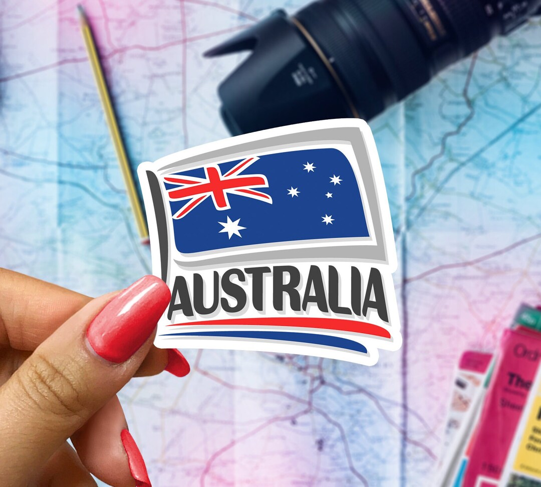 Australia Flag Travel Sticker, Passport Souvenir, Australian Suitcase ...