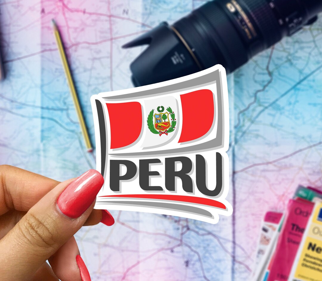 Peru Flag Travel Sticker, Passport Souvenir, Peruvian Suitcase Decal ...