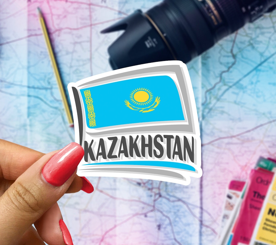 Kazakhstan Flag Travel Sticker, Passport Souvenir, Kazakh Suitcase ...