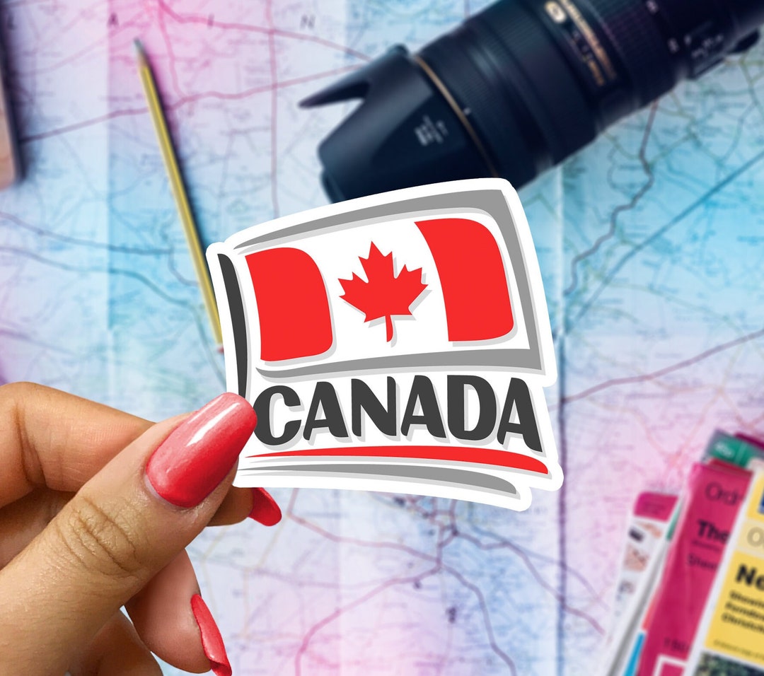 Canada Flag Travel Sticker, Passport Souvenir, Canadian Suitcase Decal ...