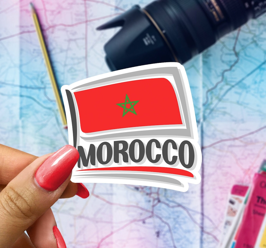 Morocco Flag Travel Sticker, Passport Souvenir, Moroccan Suitcase Decal ...