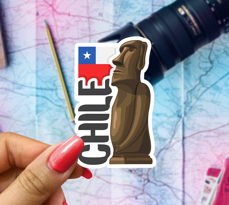Chile Travel Sticker, Passport Souvenir, Chilean Suitcase Decal ...